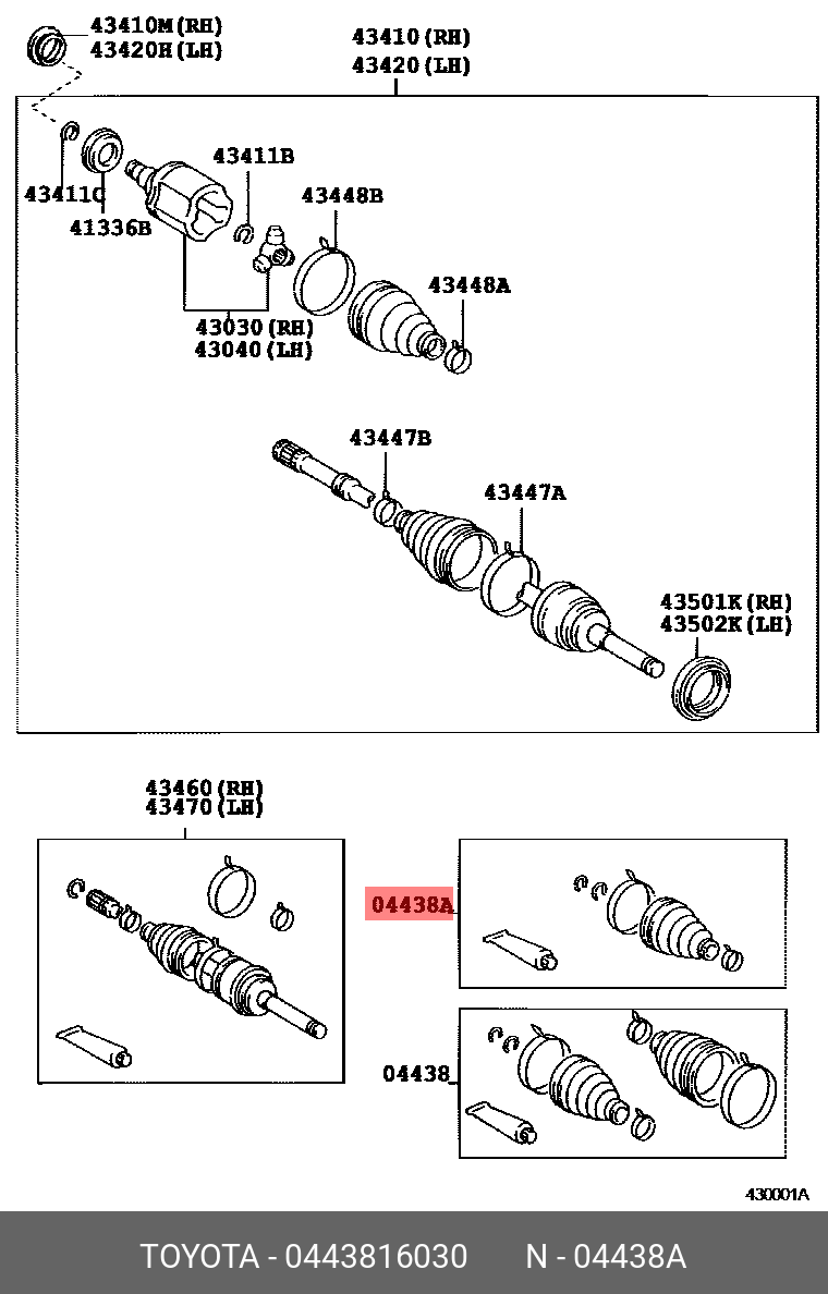 TOYOTA 04438-16030 43448-52020,04438-06070,04437-47021