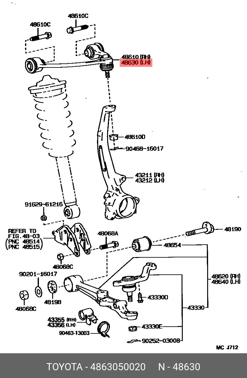 TOYOTA 48630-50020 48630-50010,48630-50020