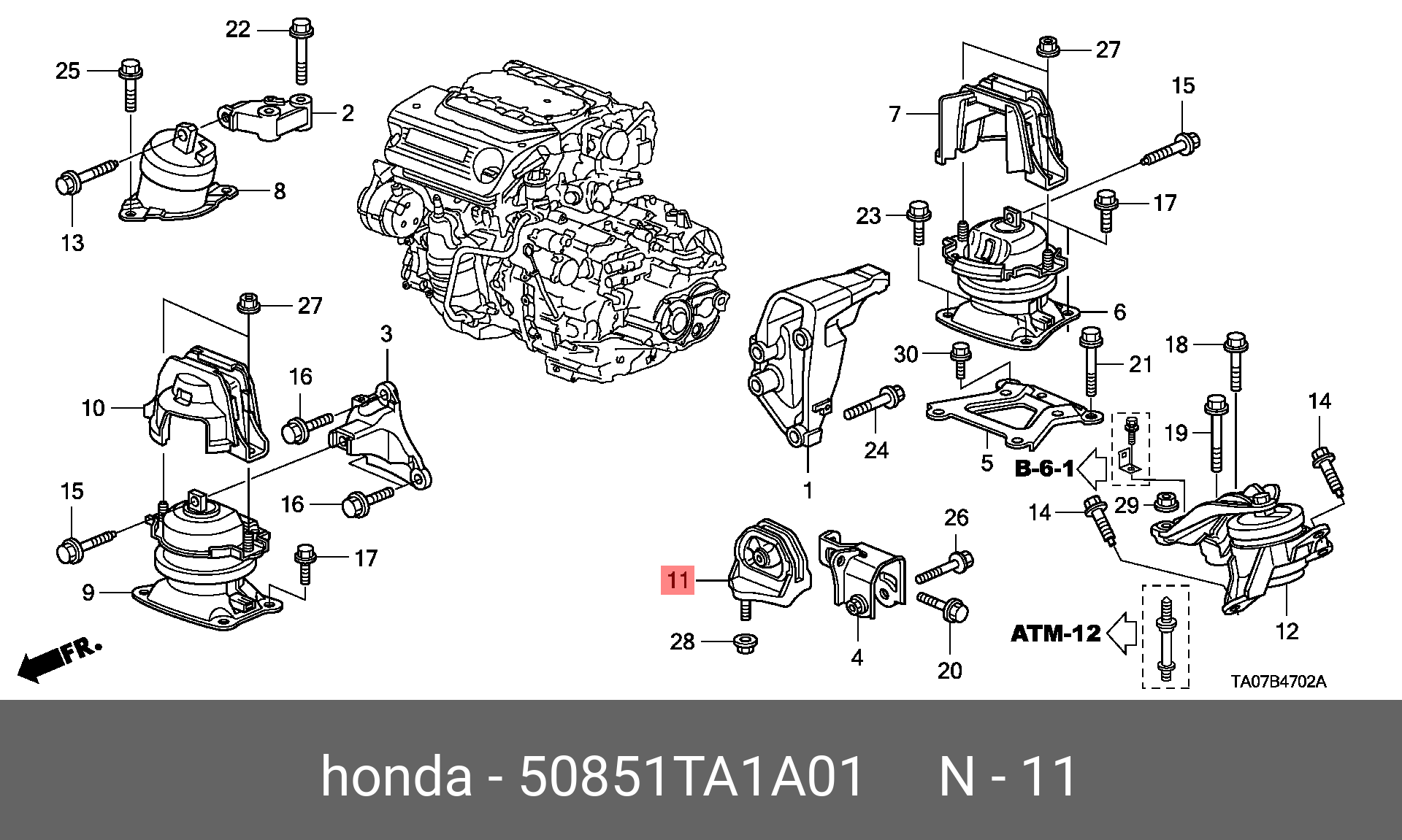HONDA 50851-TA1-A01 50850-TA1-A01,50851-TA1-A01