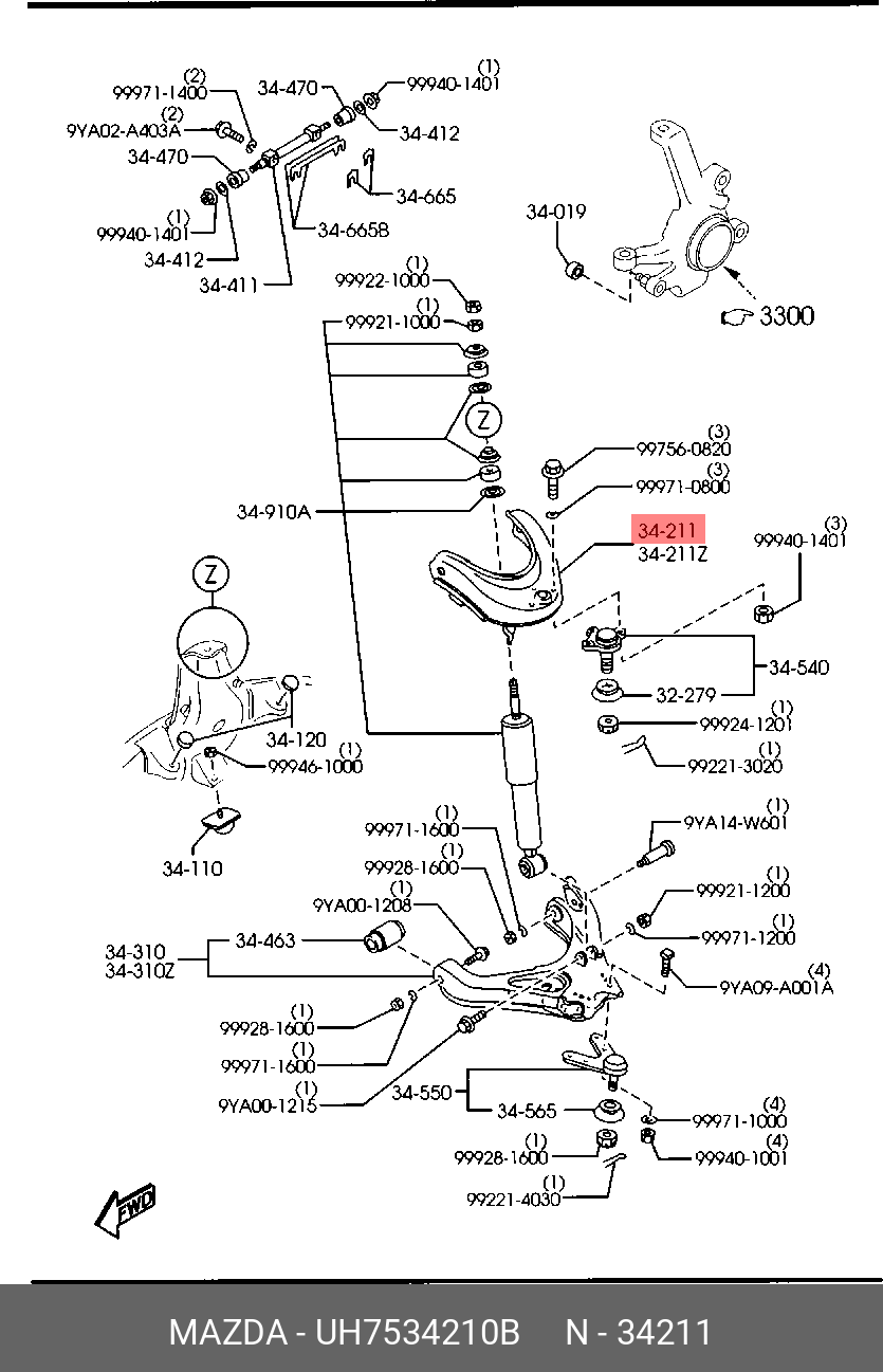 MAZDA UH75-34-210B 1 445 628,1 522 050,4 441 375,4 456 216,UH75-34-210