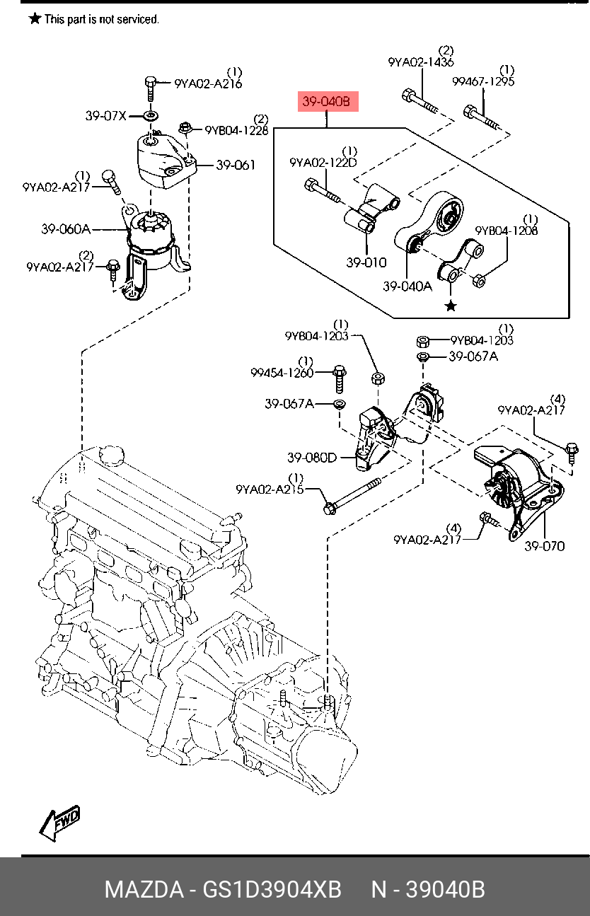 ENGINE MOUNTING MCHANIX (Factory) G39D-39-040 G39D-39-040, GS1G-39-040A ...