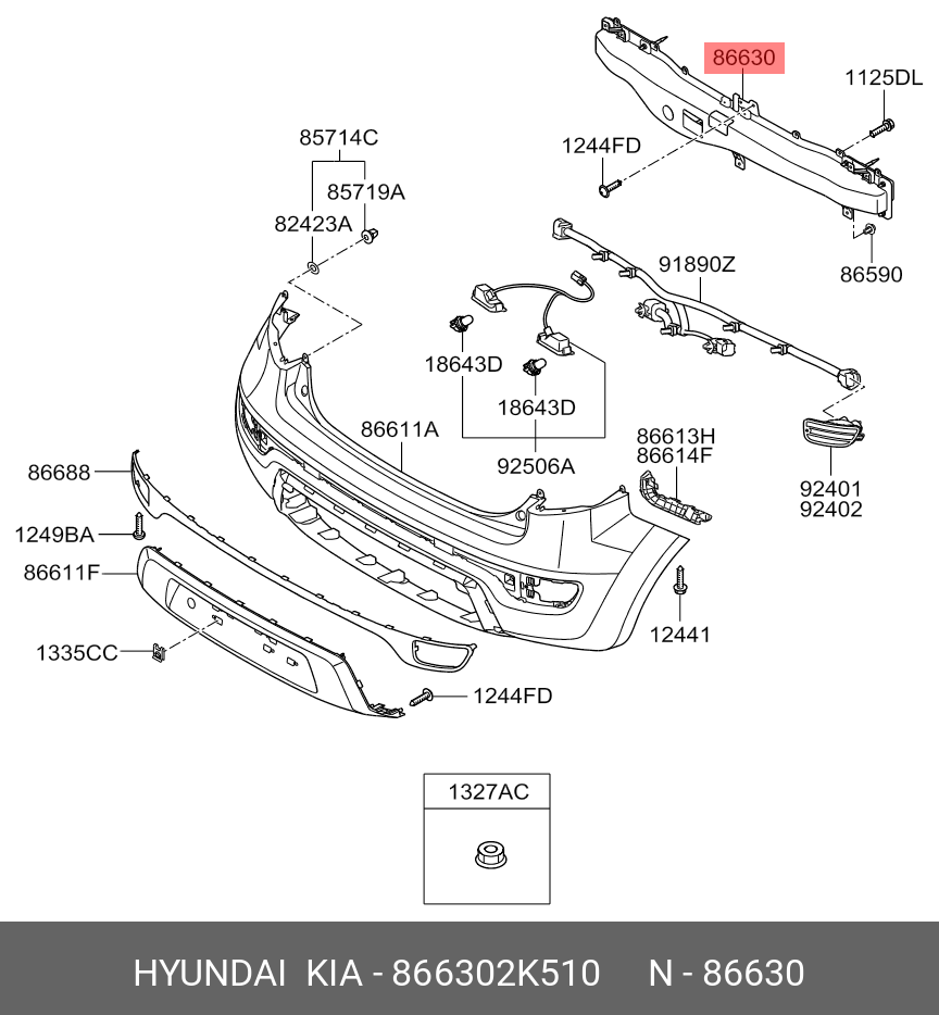 米政府 HYUNDAI KIAの一部モデル用のOEM 86651-F 6500 GUARD-BUMPER REAR、LH/86651 F W ...