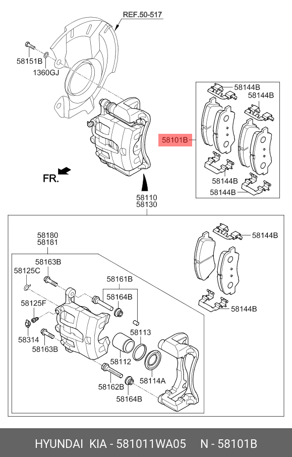 KIA 58101-1WA05 58101-A4A17,58101-2VA60,58101-A7A00,1064001724-02