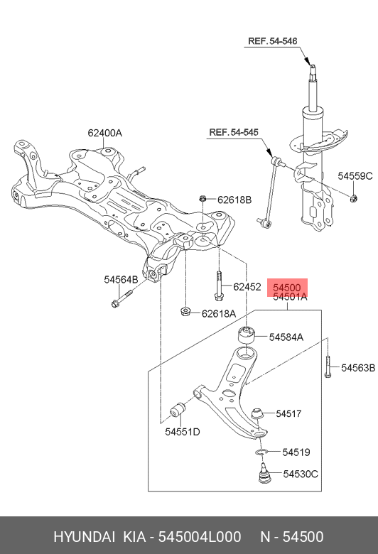 Hyundai / KIA 545004L000 54500-4L000,54500-1R000,54500-4L000