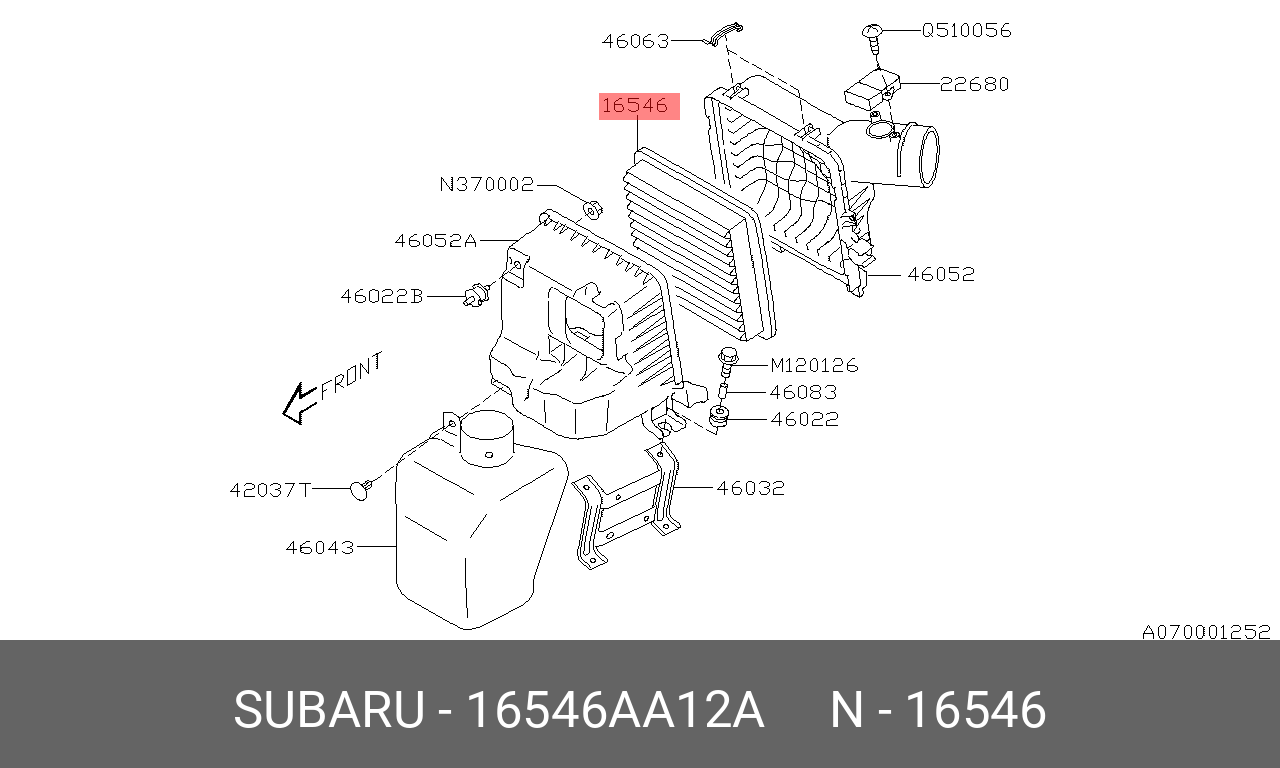 SUBARU 16546-AA12A 16546-AA120,16546-AA090