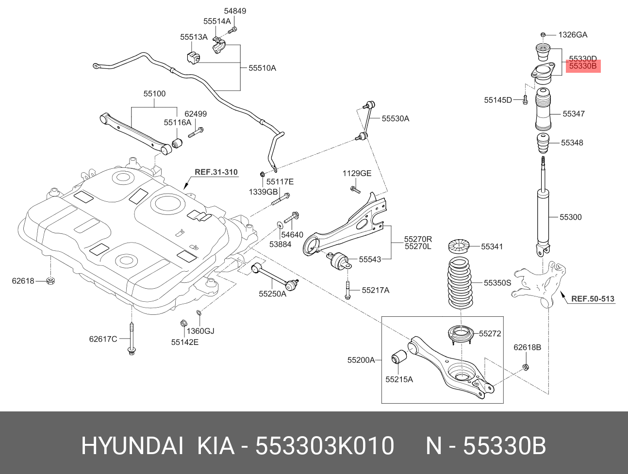Hyundai / KIA 553303K010 55330-3K610,55330-3K020,55330-3K010