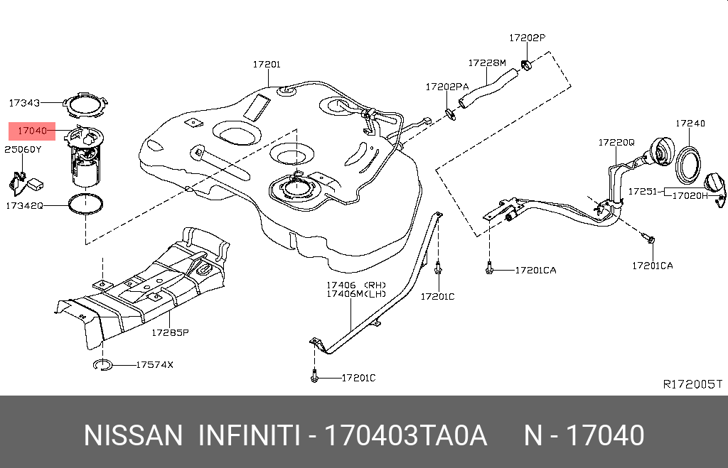 NISSAN 17040-3TA0A 17040-3TA0D,17040-3TA0C