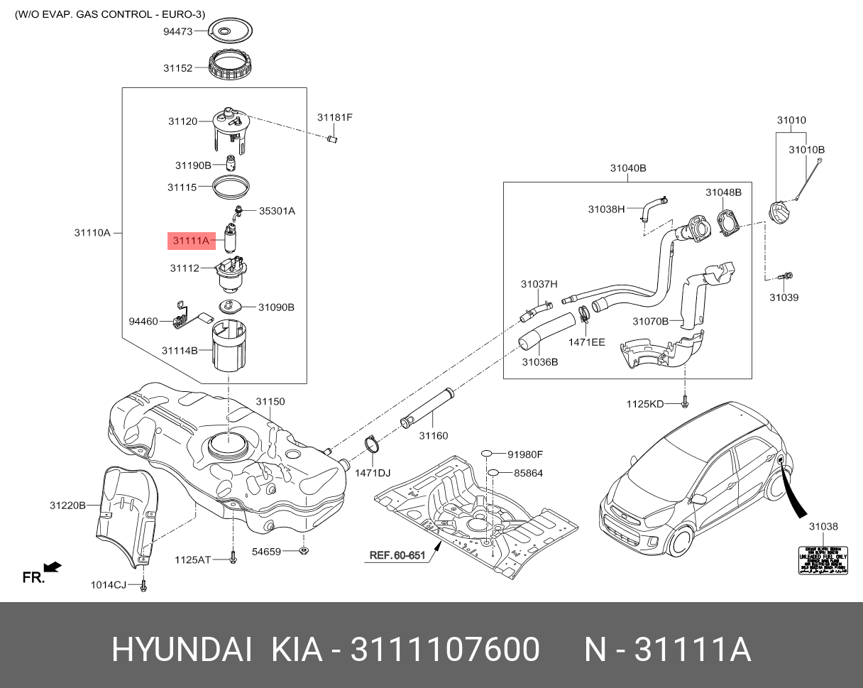 KIA 31111-07600 31111-0M000,31111-38050,31111-38000