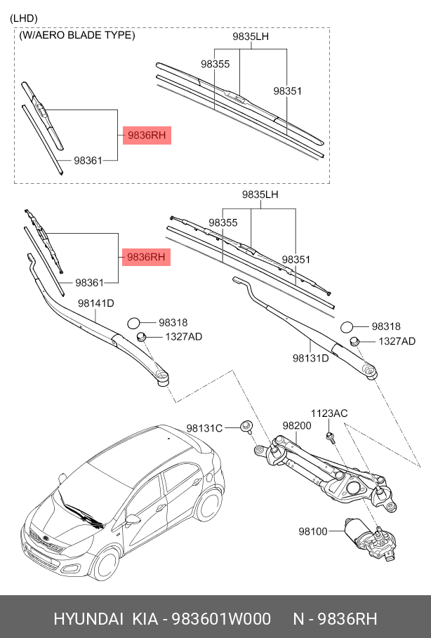 KIA 98360-1W000 28890-JJ10A,85222-28160