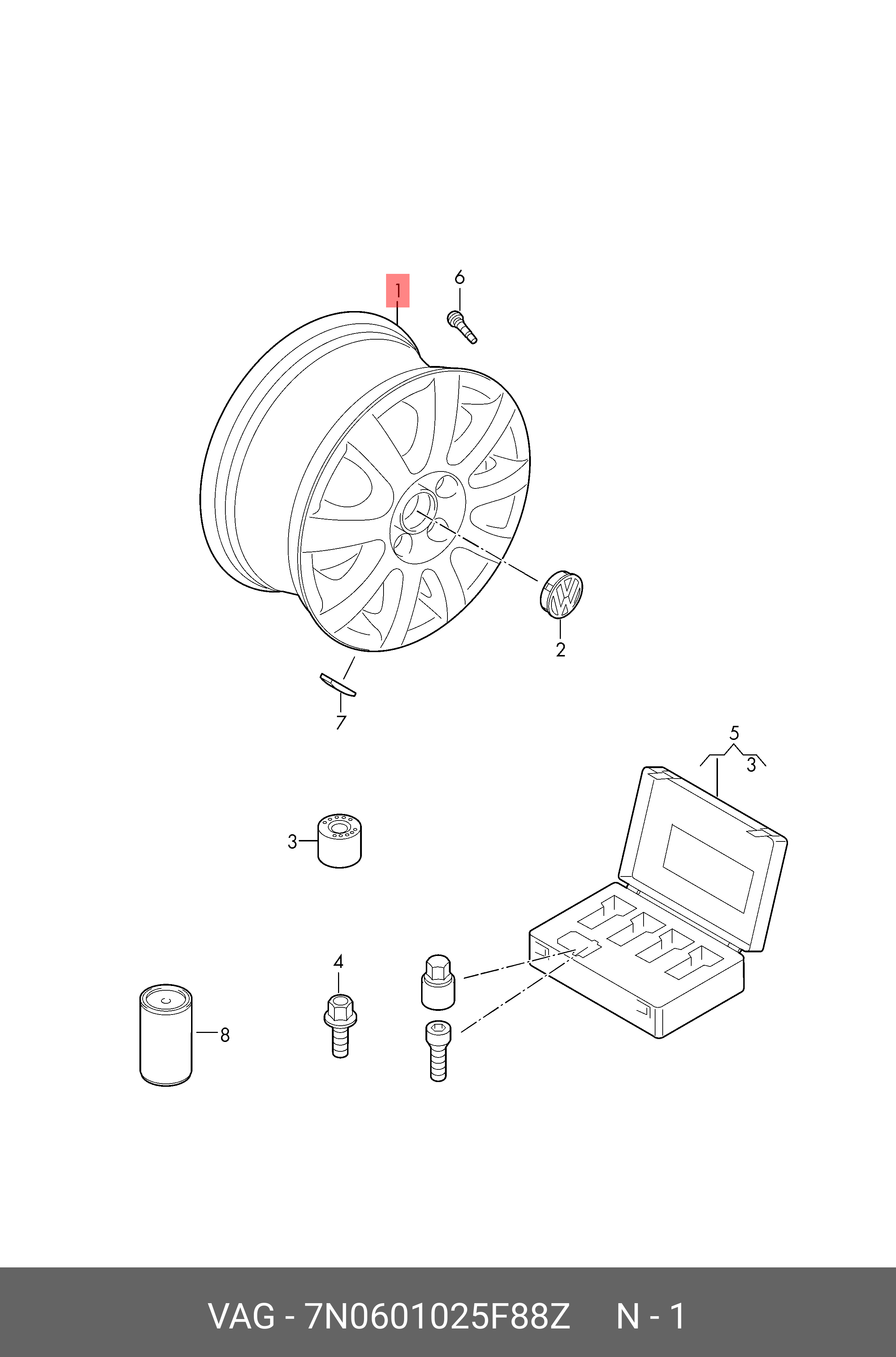 VOLKSWAGEN 7N0601025F 88Z 7N0601025F 88Z
